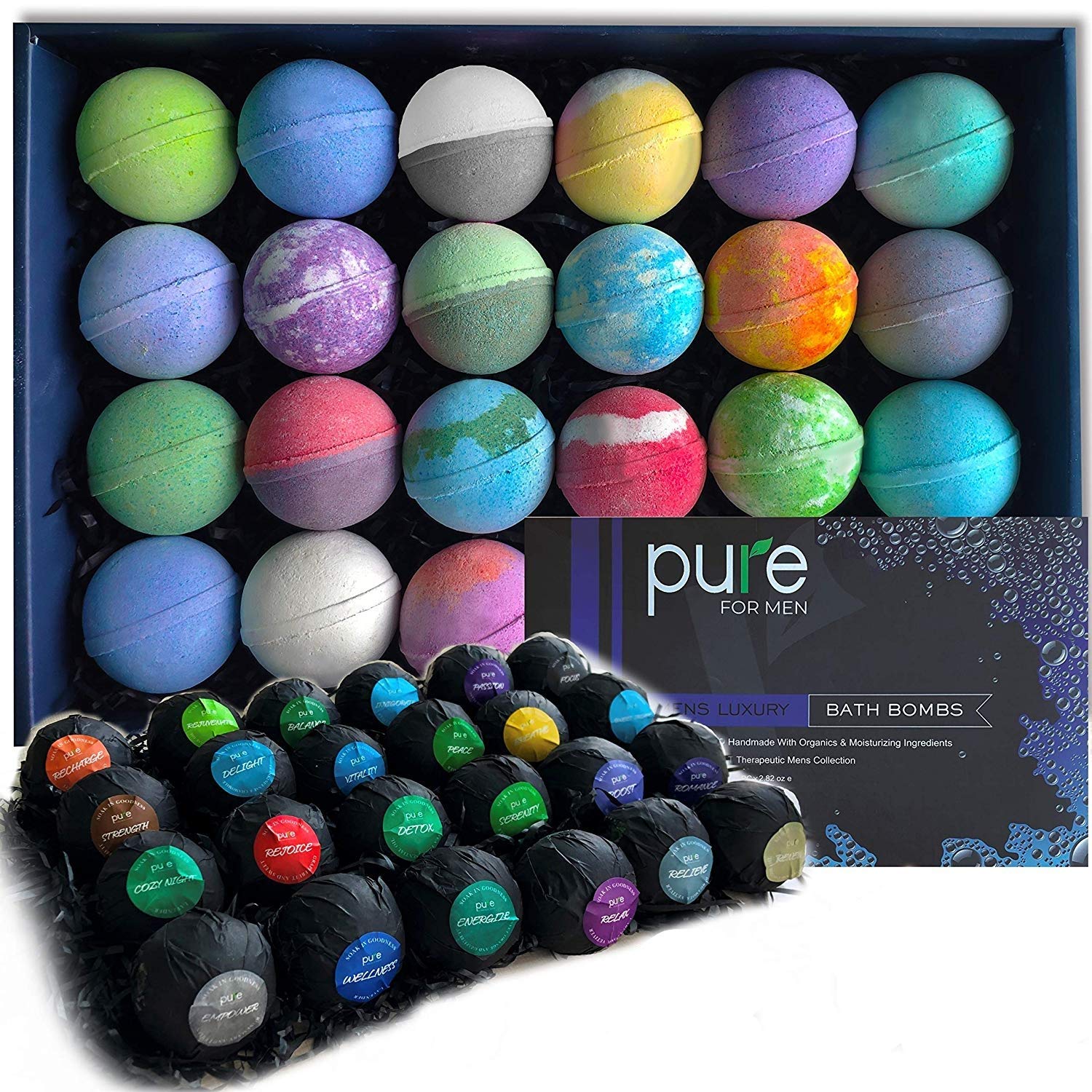 Pure Natural Bath Bombs Gift Set - 40 Bath Bombs - Pure Parker